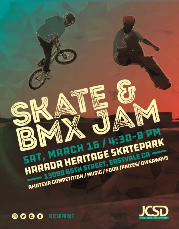 Skate & BMX Jam Returns to Harada Heritage Park - JCSD
